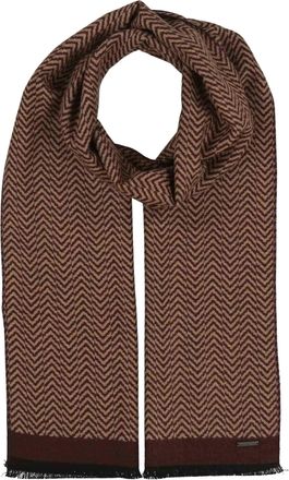 Bugatti Schal | Geometrisches Design | Farblich abgesetzter Rand | 30 x 180 cm | Reine Viskose Camel