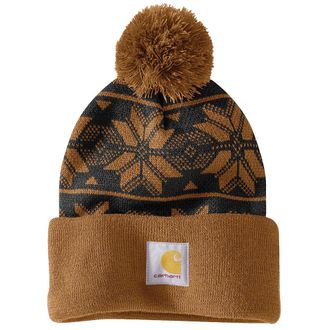 Carhartt Work in Progress Strickmütze mit Bommel für Damen, Braun (Carhartt Brown), Einheitsgröße