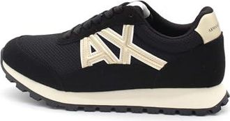 A|X Armani Exchange A|X Female Drop, Color Contrast Stripe, Suede Details, Sneaker, Black/Pale Gold, 40.5