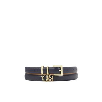 Kazar Dunkelblaues schmales G&uuml;rtel mit goldener Verzierung - - Accessories - Damen - Blau - 90 CM