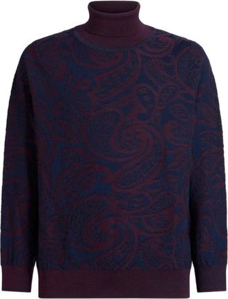Etro Homme, Pulls, Bleu, Taille: S Pull Col Roul&eacute; en M&eacute;lange de Laine