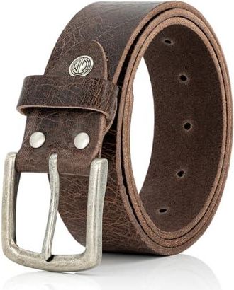 Lindenmann ceinture homme de cuir de buffle, 40 mm large et 3,8 mm fort, ajustable, marron foncé, Farbe/Color:marron, Size US/EU