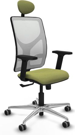 Piqueras y Crespo Gr&uuml;ner Schreibtischstuhl mit 2D-Armlehnen, h&ouml;henverstellbarer Lendenwirbelst&uuml;tze und festem Kopfteil, ausgestattet mit Sincro 3 Positionen und Schneid