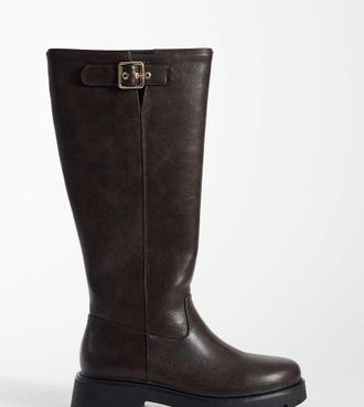 London Rebel Trista- Bottes hauteur genou chunky avec boucle - Marron