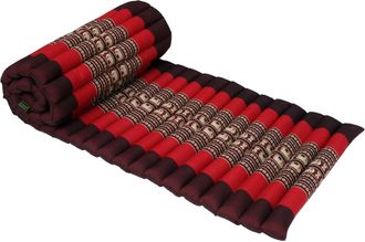 Guru Shop Rollbare Thaimatte, Bodenmatte mit Kapokf&uuml;llung - Rot/weinrot, 4x55x180 cm