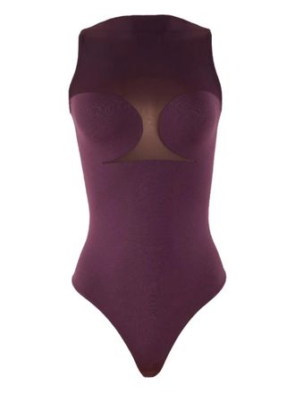 Wolford Bustier-Body mit Mesh-Einsatz - Violett