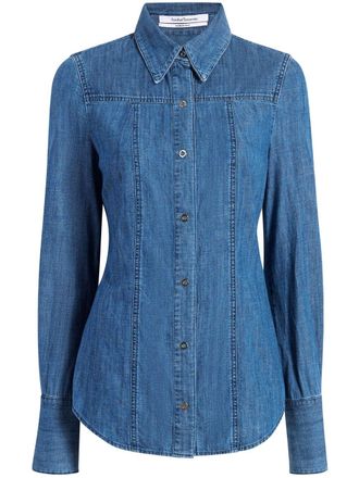 Another Tomorrow chemise en chambray - Bleu