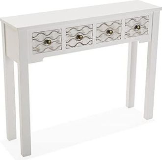 VERSA Safira Schmales Möbelstück für den Eingangsbereich oder Flur, Moderner Konsolentisch, mit 4 Schubladen, Maßnahmen (H x L x B) 79 x 25 x 97 cm, Holz, F