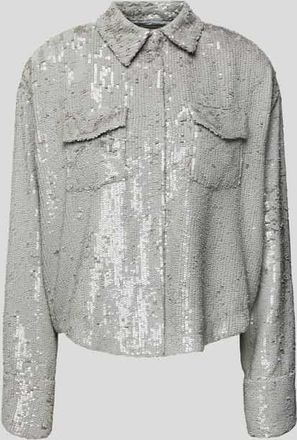 The Mannei Hemdbluse mit Allover-Paillettenbesatz