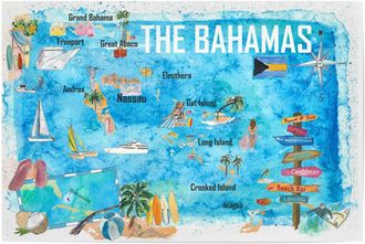 artboxONE Poster 30x20 cm Reise Bahamas illustrierte Karte - Bild Bahama Bahamas grossartig