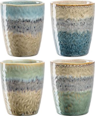 Leonardo Matera Becher Set 4-teilig - Gro&szlig;e Kaffeebecher - Inhalt 300 ml - Handarbeit - Mikrowellengeeignet, sp&uuml;lmaschinenfest - Gemischtes 4er Set in verschie
