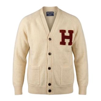 CHESAPEAKE'S Ivy Varsity Woll Cardigan Harvard - - Knitwear - Herren - Beige - XL