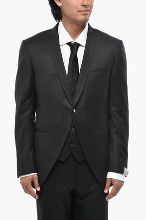 Corneliani Jacke aus Schurwolle CERIM.ACADEMY mit Schalkragen und Weste Corneliani