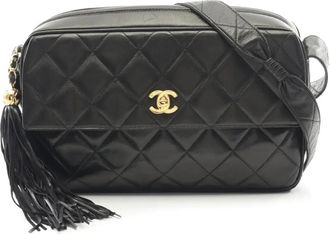 Chanel 1994-1996 CC Quilted Lambskin Tassel Camera Bag crossbody bag - Schwarz