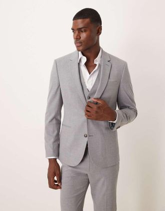Asos Veste de costume ajust&eacute;e - Gris clair