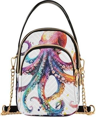 Mnsruu Sac à bandoulière pour femme - Motif pieuvre - Octopu - Avec sangle réglable