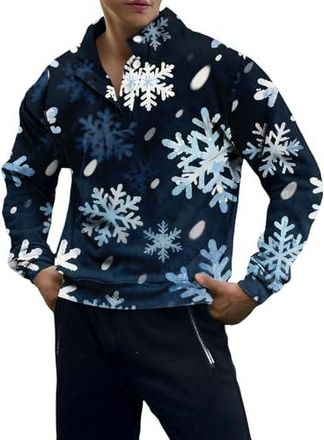 Generic Sweatshirts pour hommes, sweatshirts pour hommes, décontracté, tendance, ample, imprimé 3D, fermeture éclair, manches longues, sweat-shirt dhiver, ble