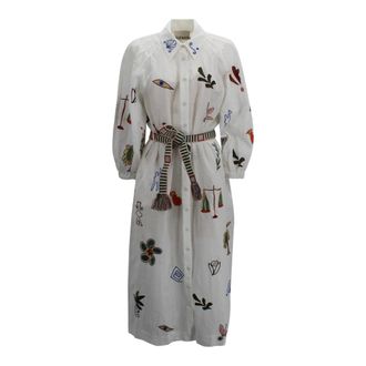 Alemais Femme, Robes, Blanc, Taille: 36 FR Robe Chemise Midi