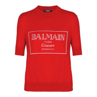 Balmain Femme, Pulls, Rouge, Taille: 34 FR Top bicolore en maille Couture