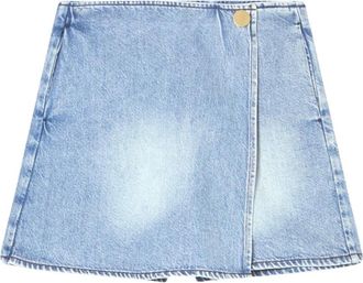 A|X Armani Exchange Femme, Jupes, Bleu, Taille: 38 FR Short en jean &agrave; ourlet effiloch&eacute;