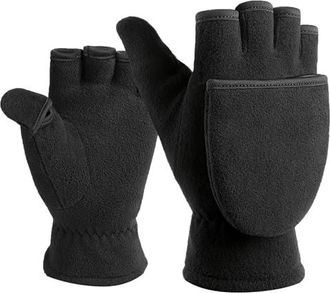 Generic Gant Thermique- Gants Hiver Homme Convertibles &agrave; Rabat Couleur Unie Mitaines DHiver Coupe-Vent En Polaire Sans Doigts Avec Rabat Pour Adultes Casual