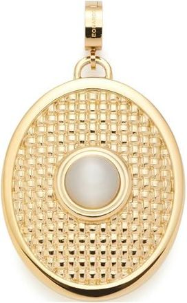 Leonardo 024403 Pendentif Clip & Mix Fidelia en acier inoxydable doré, surface tressée et oeil blanc Catseye blanc Bijoux cadeau pour femme, Eine Größe, Acier 