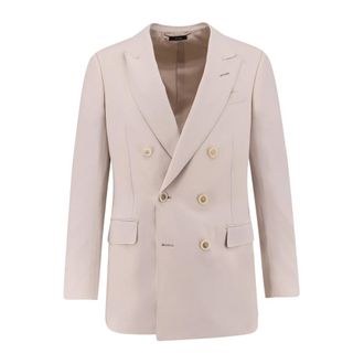 Tom Ford Zweireihiger Blazer mit steigendem Revers - - Suits - Herren - Beige - M