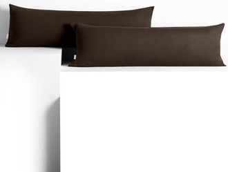 Decoking 2 Kissenbezüge 40x145 cm Jersey Baumwolle Reißverschluss braun Amber
