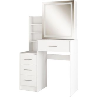 Vicco Coiffeuse Lisca, Blanc, 80 cm avec miroir led Vicco