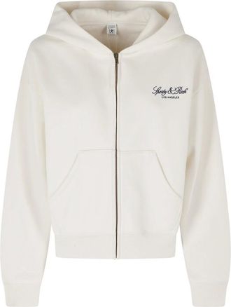 Sporty & Rich Femme, Sweatshirts et sweats &agrave; capuche, Blanc, Taille: 38 FR Vendome LA Embroidered Zip Sweat &agrave; capuche