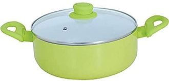 MSV 110390 Schmortopf und Deckel mit Keramikbeschichtung aus Aluminium 24 cm, 44 x 24 x 8 cm, grün