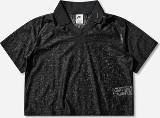 Nike Women s Loose Lace Polo Jersey Top Black