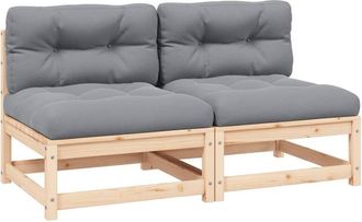 vidaXL Canap&eacute;s centraux de jardin coussins gris2pcs Bois de pin massif - Vidaxl