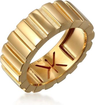 Kuzzoi Ringe - Ring Bandring Herren Massiv Rillenlook 925 Sterlin - Gr. 60 MM - in Gold - für Damen