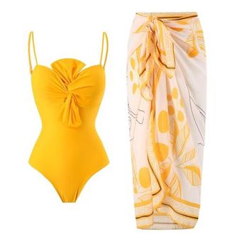 Generic Maillot de bain une pi&egrave;ce push-up pour femme - Grande taille - Contr&ocirc;le du ventre - S&eacute;chage rapide - Dos nu - Pour la piscine, jaune, XL