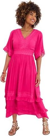 Joe Browns Lace Trim Boho Maxi Dress Robe, Rose, 42 Femme