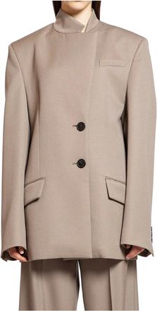 The Attico Femme, Vestes, Beige, Taille: 38 FR Blazer en gabardine