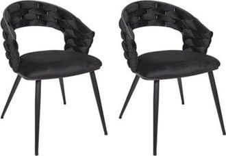 The Home Deco Factory HD0359, Set mit 2 schwarzen Sawyer-Stühlen, Lounge Edition, Möbel, Sitz, Tischsessel, 66 x 82 x 54 cm, Sitzhöhe 47 cm, Schwarz