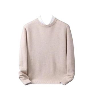 Generic Pull en cachemire doux à col rond pour homme, kaki, XXL