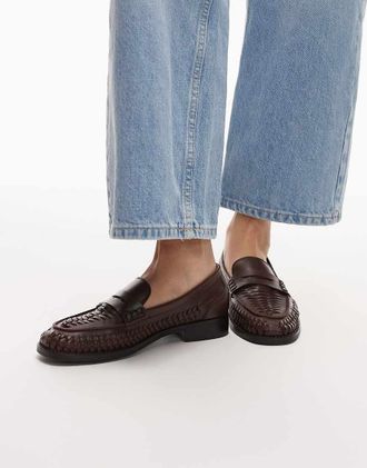 Bronx Zur-ii - Loafer aus Leder in Schokobraun mit Flechtdetail-Brown