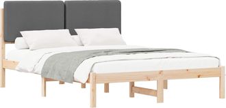 vidaXL Letto Con Testiera Rivestita Grigio Scuro 140 X 190 Cm Vidaxl