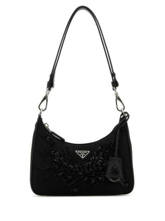 Prada Hobo Bags - Black Beaded Floral Embellished Bag - Gr. unisize - in Schwarz - f&uuml;r Damen