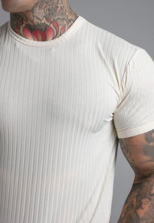 Siksilk T-Shirt SikSilk Herren Ecru Muscle Fit T-Shirt