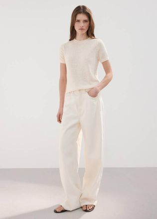Mango Pull en maille &agrave; manches courtes &eacute;cru - Femme - XXS - MANGO