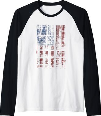 Trendy Apparel USA United States of America Faded Flag Raglan