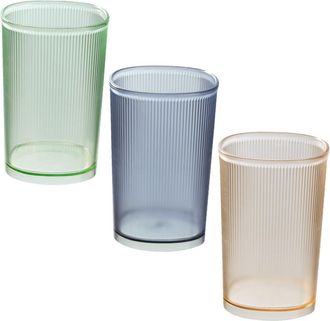 DOITOOL 3 St&uuml;ck Zahnputzbecher mit Streifen Transparenter Mundsp&uuml;lbecher Praktischer Zahnb&uuml;rstenhalter f&uuml;r Bad und Reise rutschfeste Oberfl&auml;che Glatter Rand V