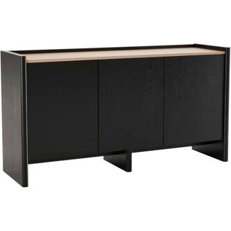 Oviala Buffet 3 portes moderne rectangulaire L140 cm bois noir