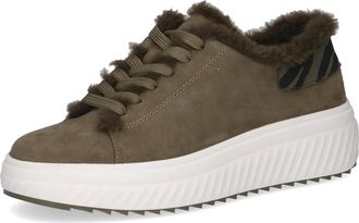 Caprice Caprice Damen Sneaker flach zum Schnüren mit Wechselfußbett, Grün (Khaki Comb), 37 EU