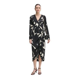 DKNY Abstrakt bedrucktes Midikleid - - Dresses - Damen - Schwarzk - 3XS