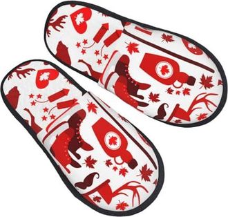 Generic Chaussons Maison Éléments Du Symbole Du Canada Lavables Pantoufles En Coton Légers Slippers Pour Automne Voyage La Maison L